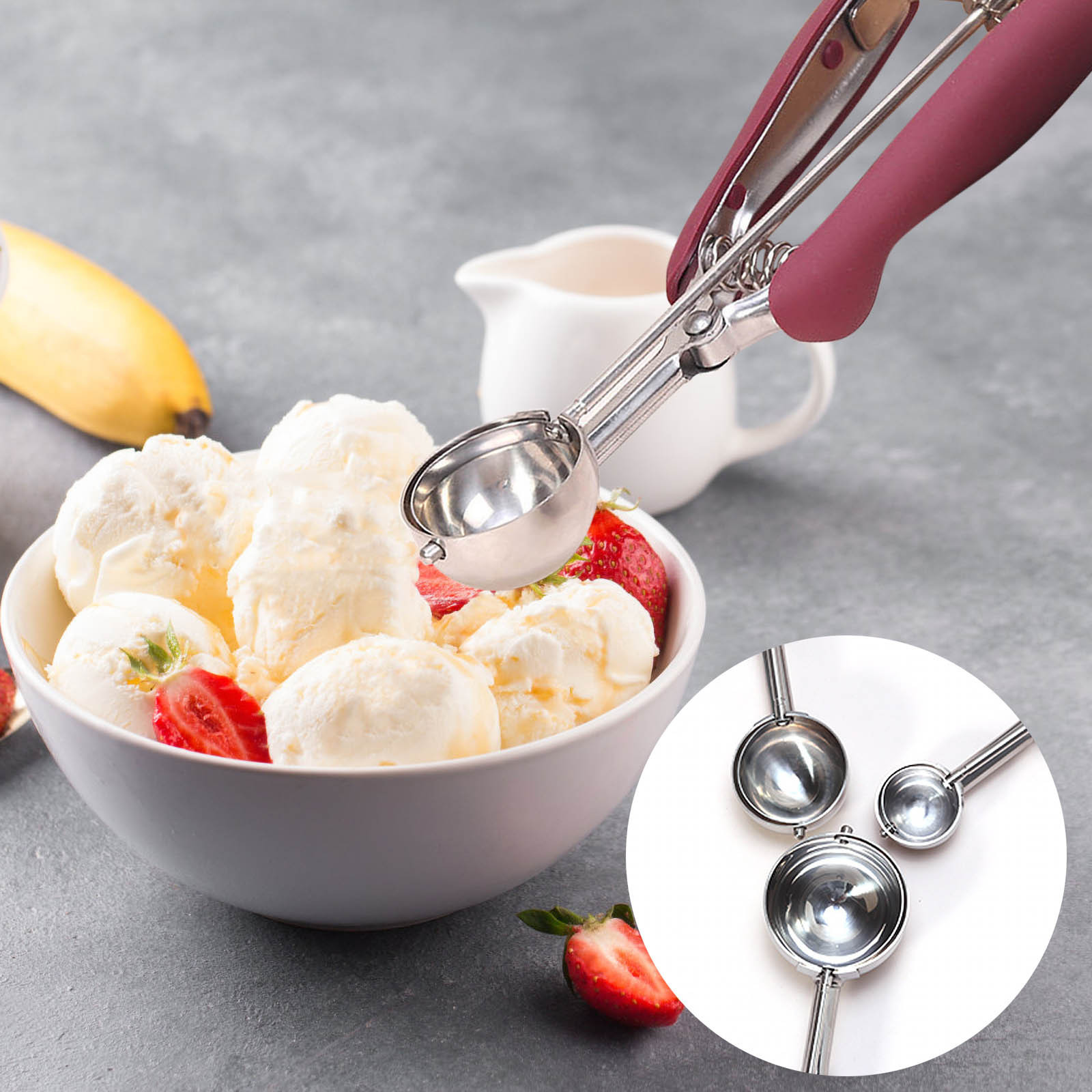 Usmixi 50% Off Clear Stainless Steel Ice Cream Ice Cream Fruit Ice ...