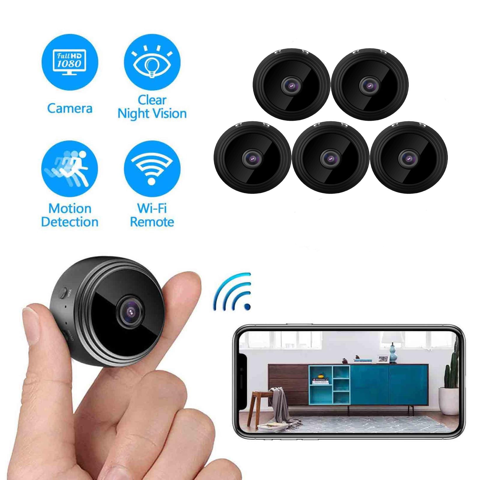 Usmixi 5pcs Mini WiFi Video Camera Full Home Security Camera Wireless ...
