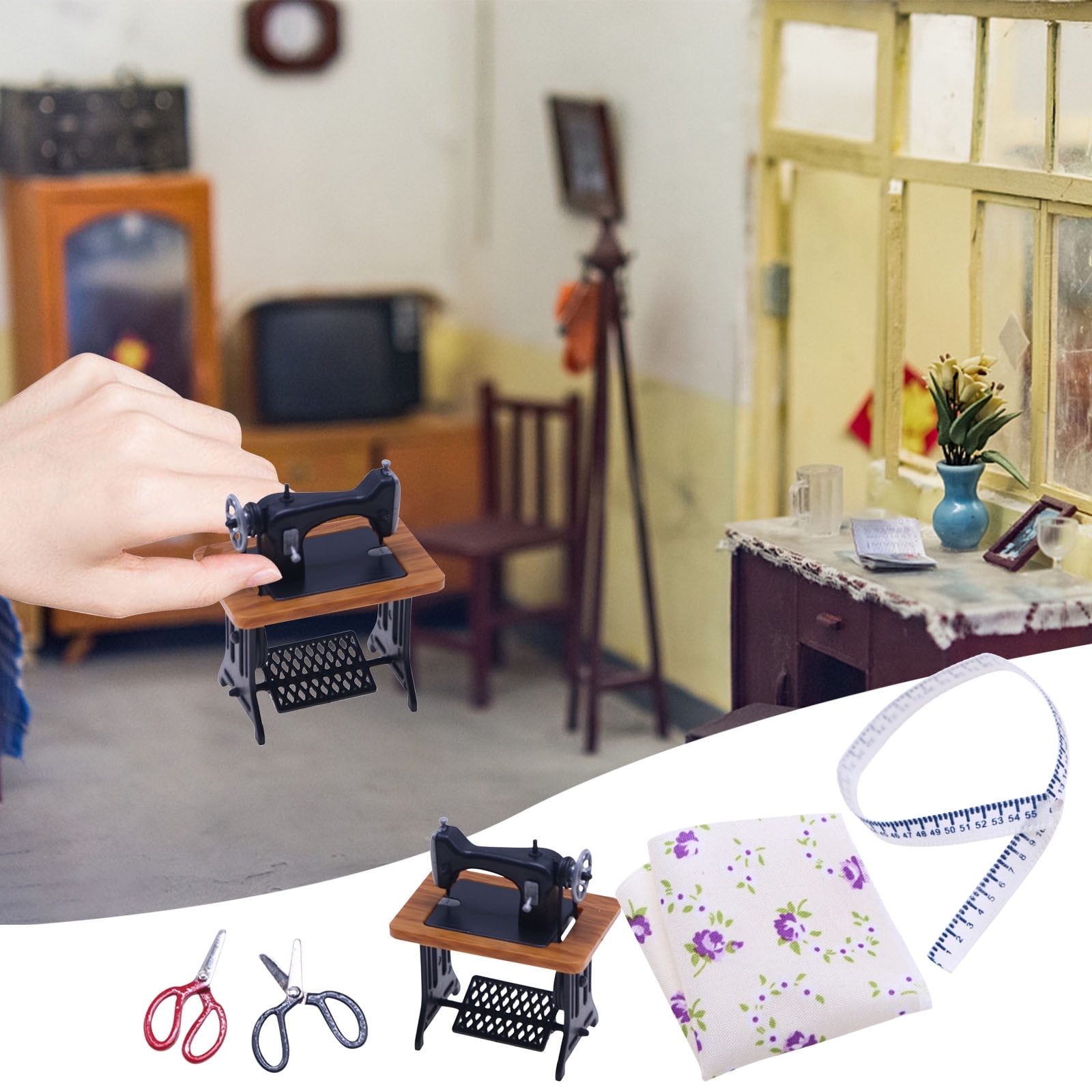 Usmixi Baby House Mini Simulation Retro Foot Sewing Machine, Small ...