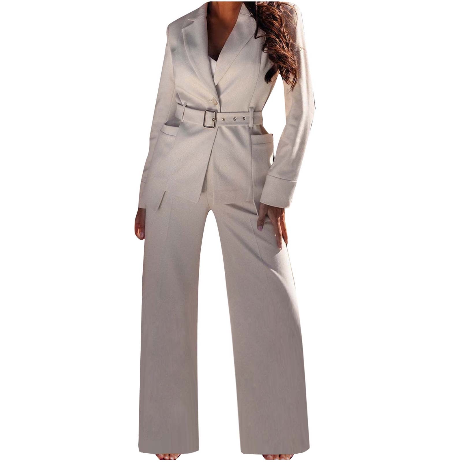 Usmixi Blazer Sets for Women Womens Blazer Coat Sets Lapel Long Sleeve ...