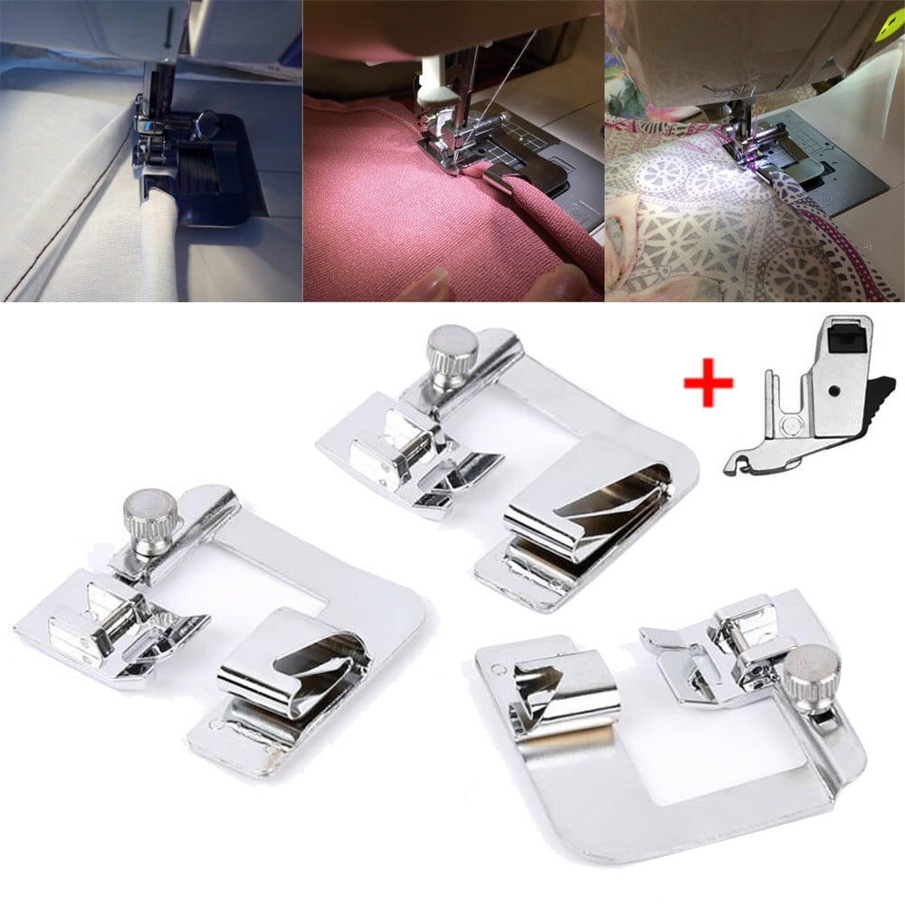 Usmixi (Buy three, get one free) 3PC Rolled Hem Pressure Foot Sewing ...
