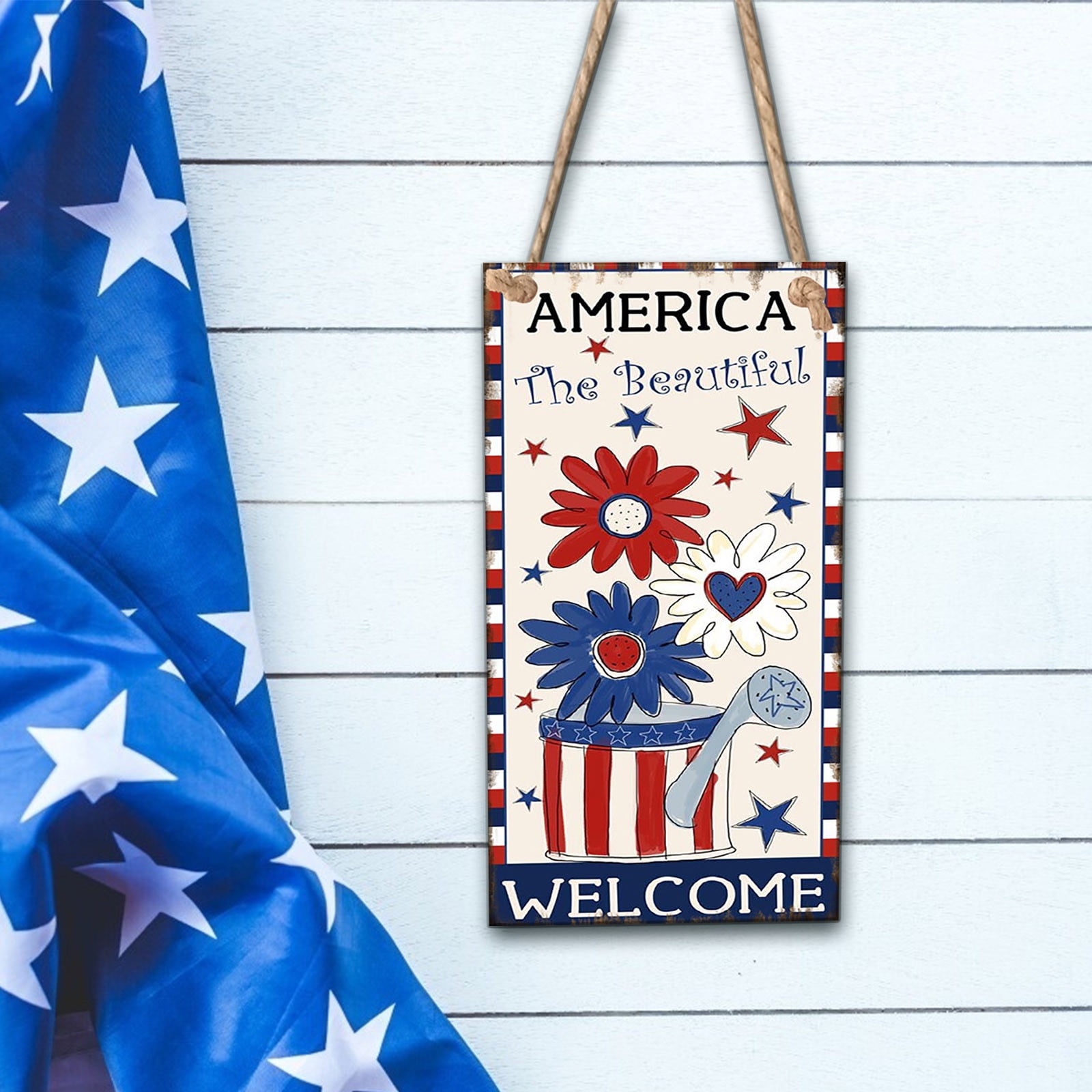 ZZkhGo Clearance Sales Wooden American Independence Day Rectangle ...
