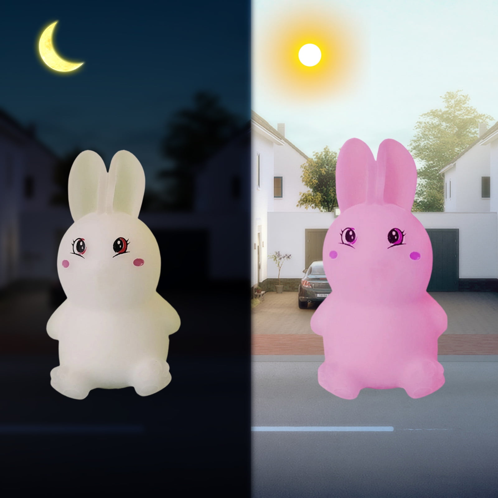 Usmixi Color-Changing Rabbit Squeezy Toy - Light-Activated Stress ...