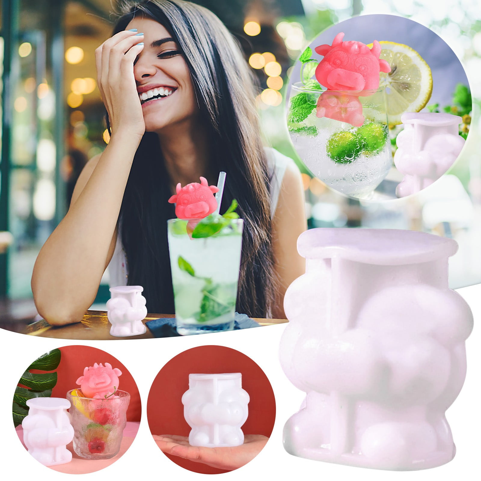 Usmixi Cow Coffee Milk Tea Ice Summer Ice, Large Ice Cube Trays, Big ...