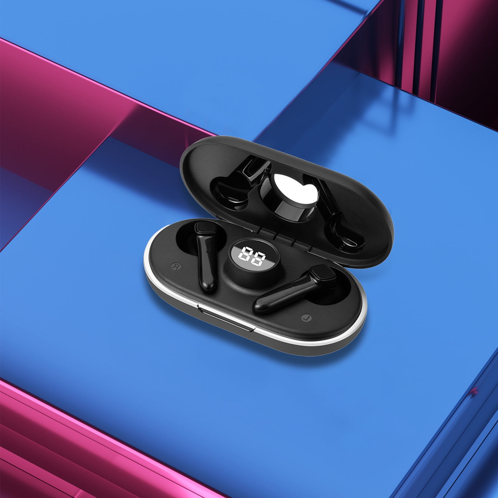 PPgejGEK Bluetooth 5.0 Wireless Earbuds with Metal Charging Box Digital ...