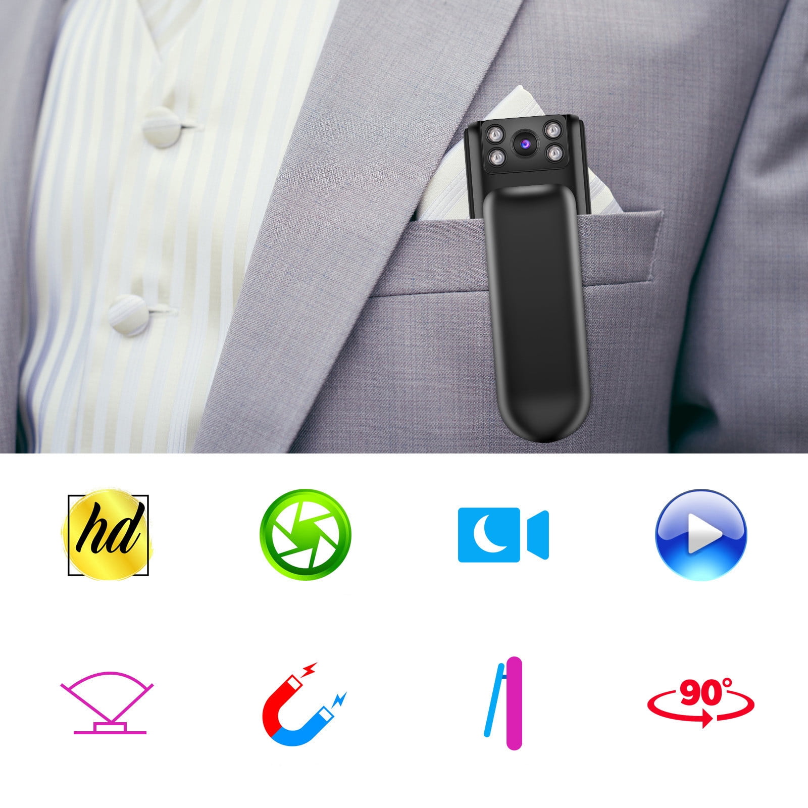 PPgejGEK Video Recorderinfrared Night Vision HD 1080P Circular Video ...