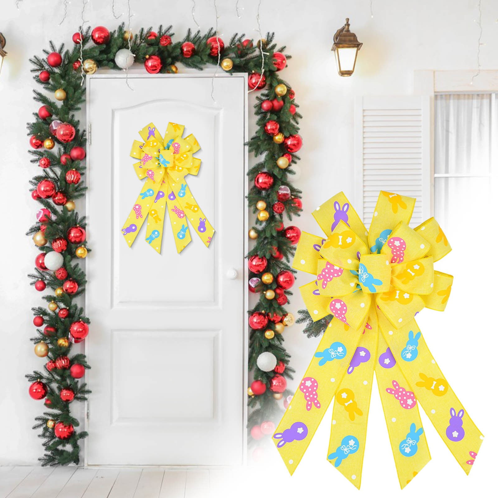 Usmixi Pattern Bow Decorative Pendant Colored Ribbon Garland Decorative ...