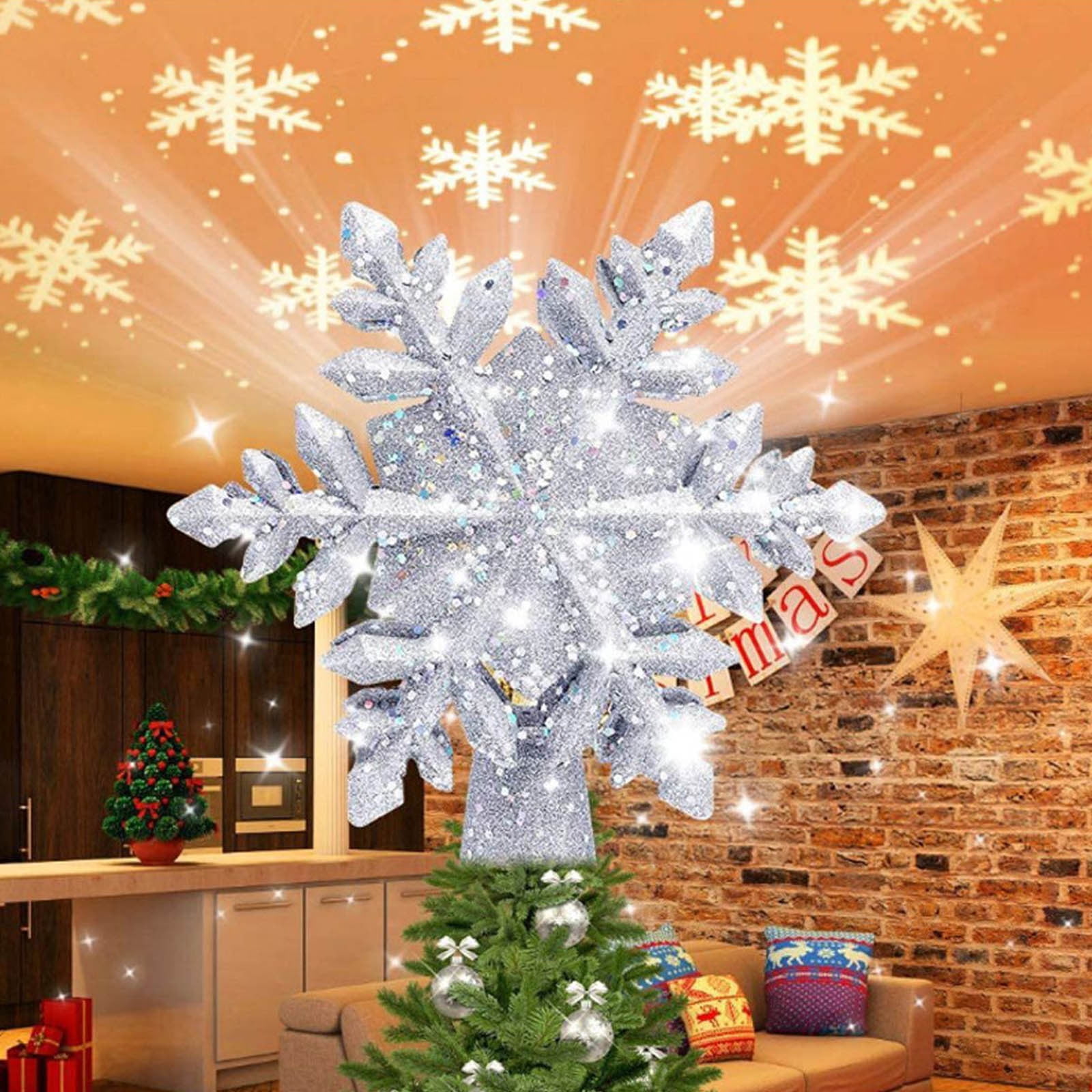 Usmixi Tree Top Snowflake LED Projection Lamp Christmas Tree Projection ...