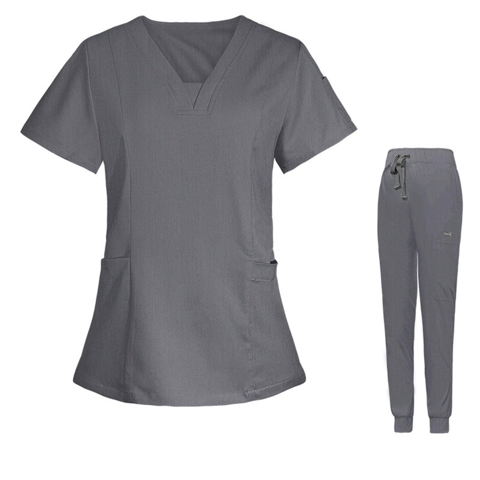 Usmixi Deals Womens Scrubs Sets Scrub Suit Set for Women V Neck Pocket ...