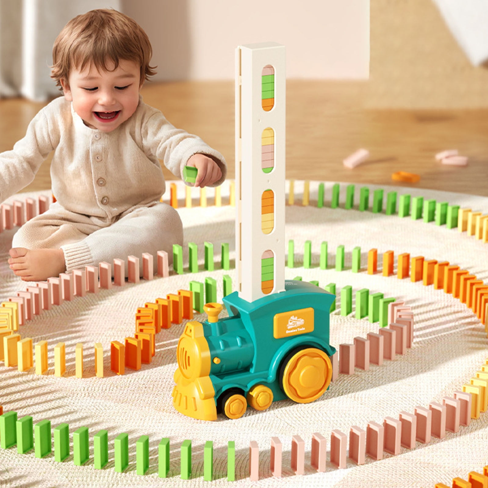 Usmixi Dominoes Train Automatic Put Music Light Toy Train Clearance ...