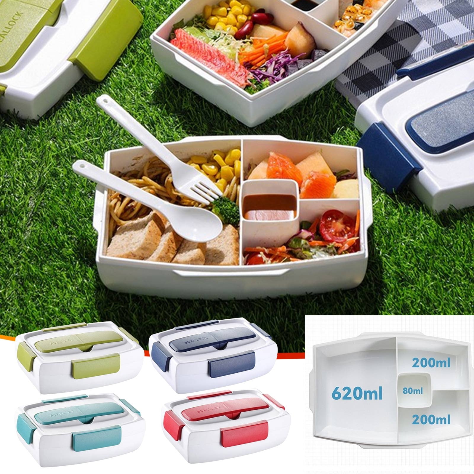 Usmixi Double Layered Student Lunch Box, Plastic Split Box, Bento Box ...