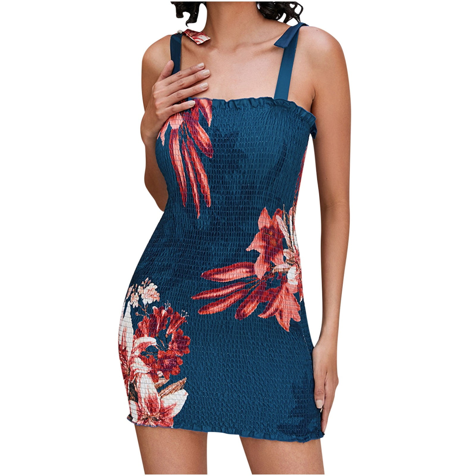Usmixi Dresses For Women 2023 Sexy Strap Bodycon Beach Party Short Sun