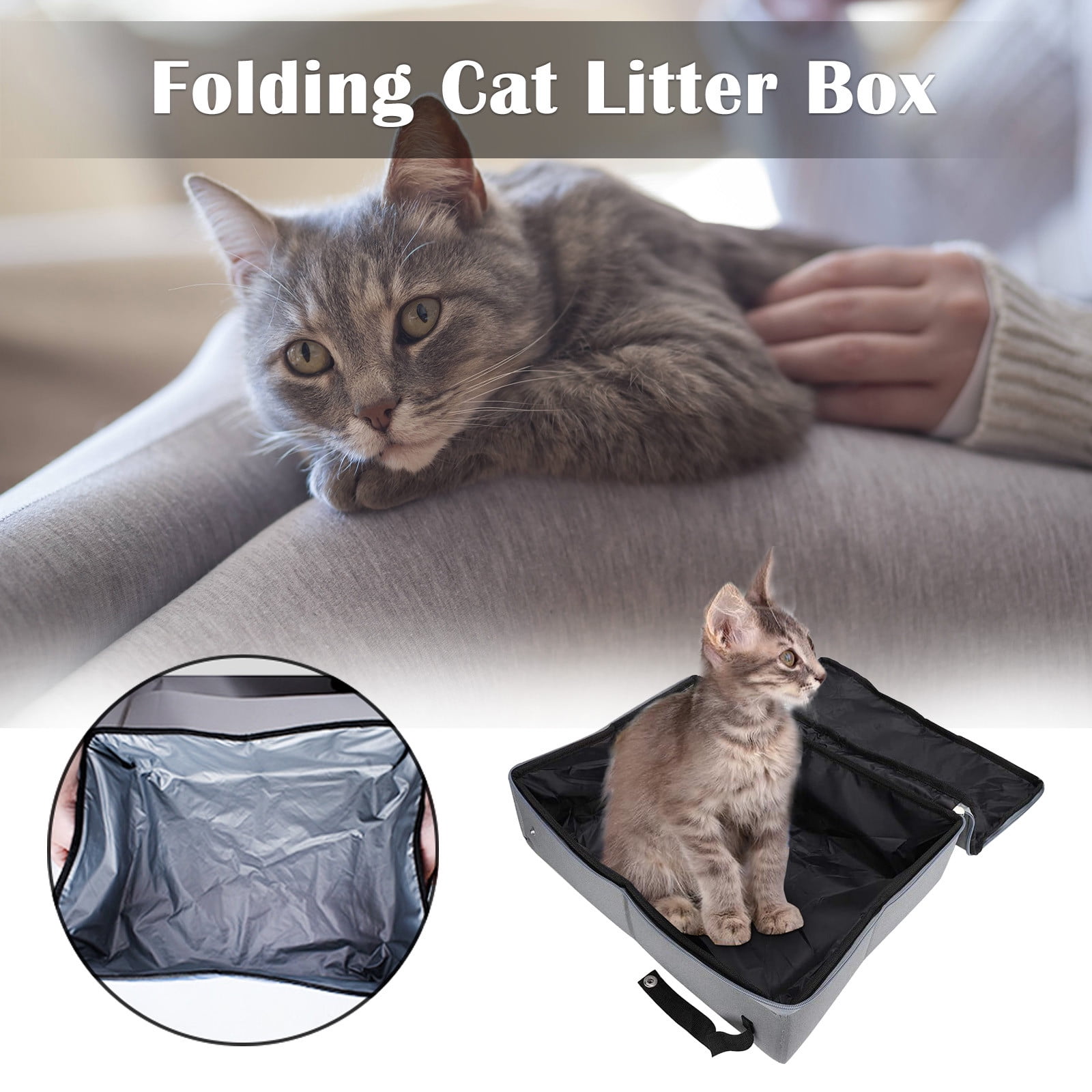 Usmixi Folding Litter Box Litter Box Toilet with Cover Portable ...