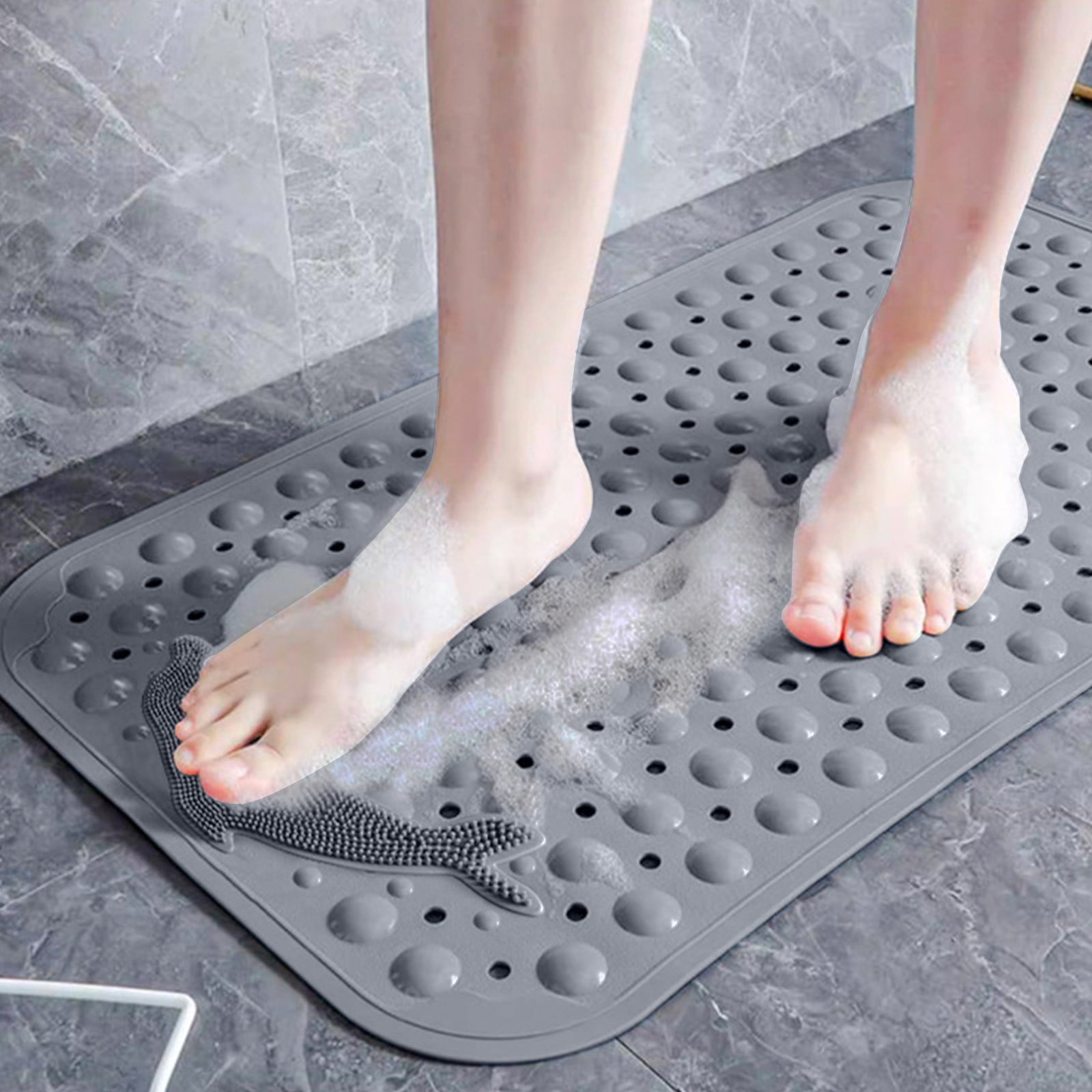 ZZkhGo Foot Scrubber Shower Mat with Pumice Feet Scrub Stone, Oval ...