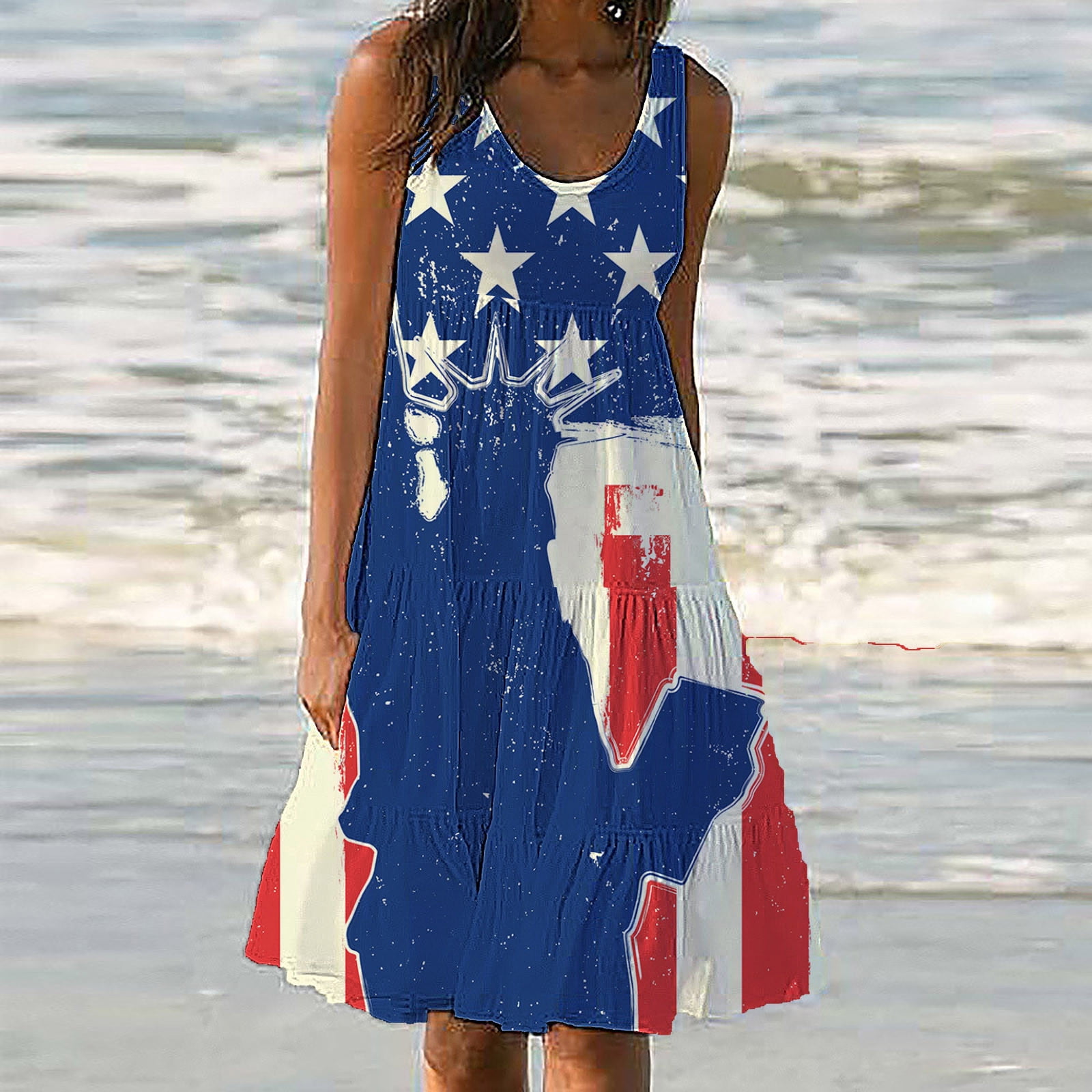 Usmixi Formal Dresses for Women Independence Day Fashion Loose Ruffle ...