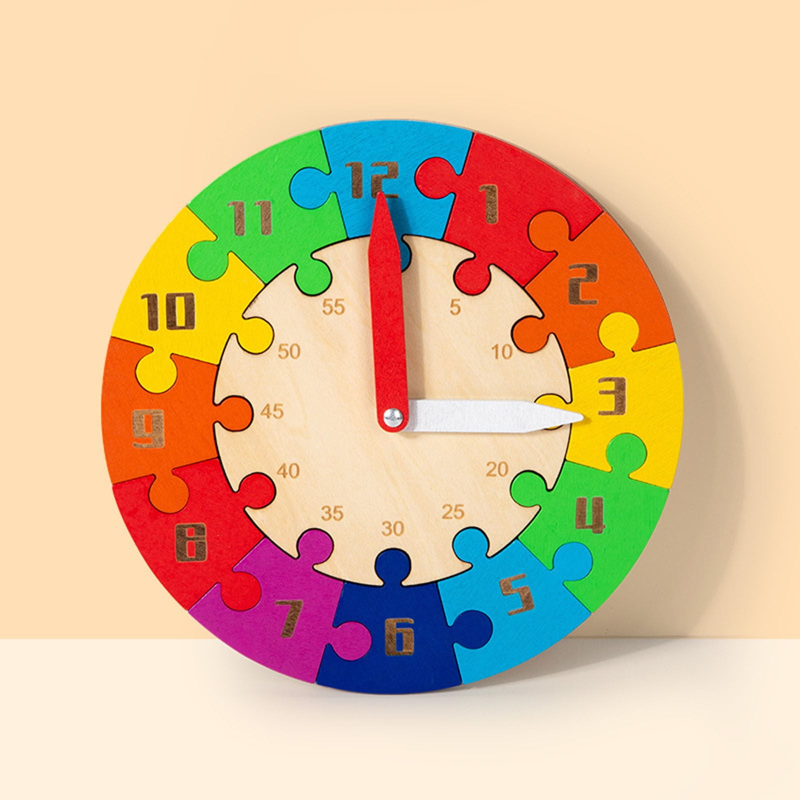 Usmixi Handmade Wooden DIY Spliced Clock Models Children Make Clock ...