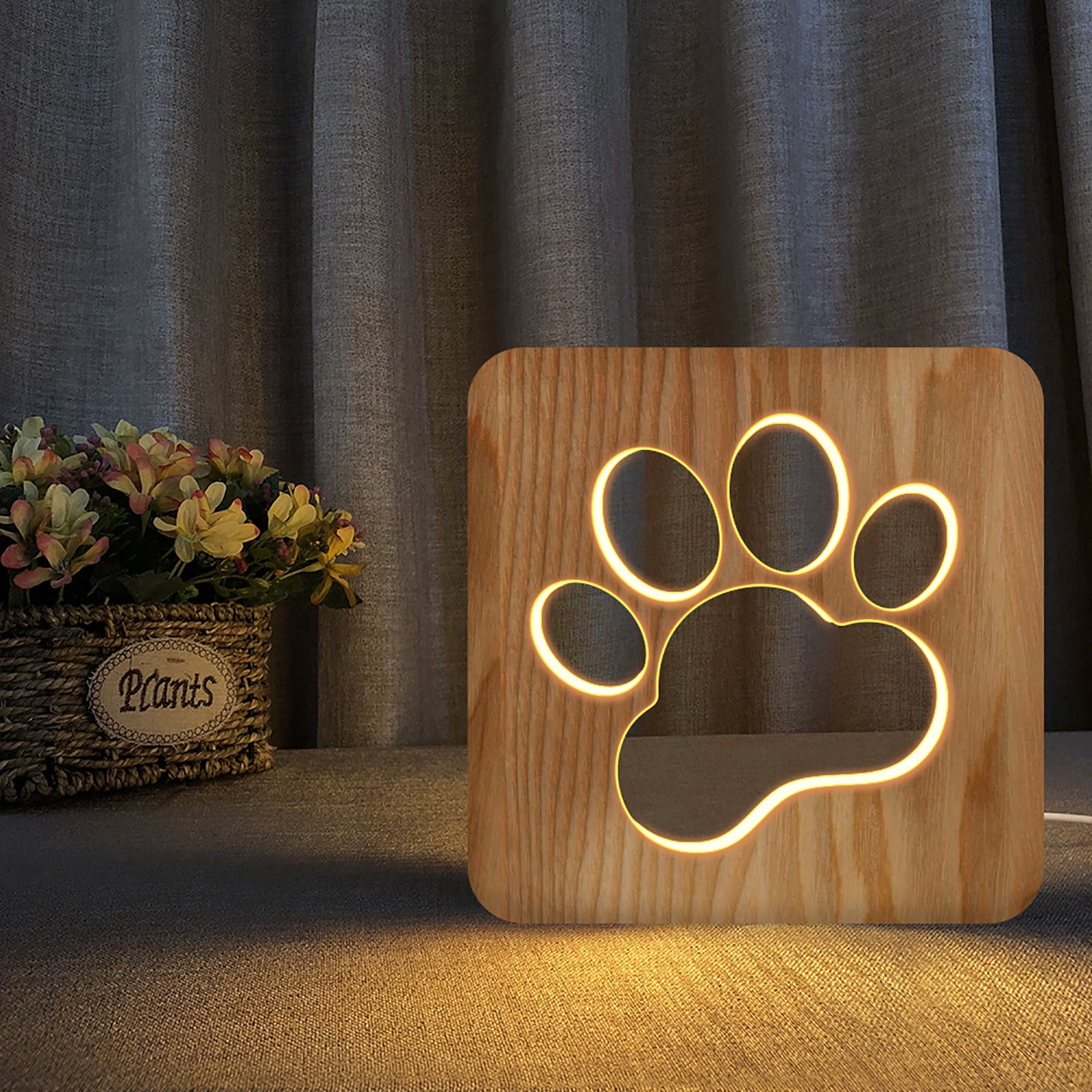 Usmixi Holiday Gift Finder LED Wooden Night Lamps for Bedrooms Table ...