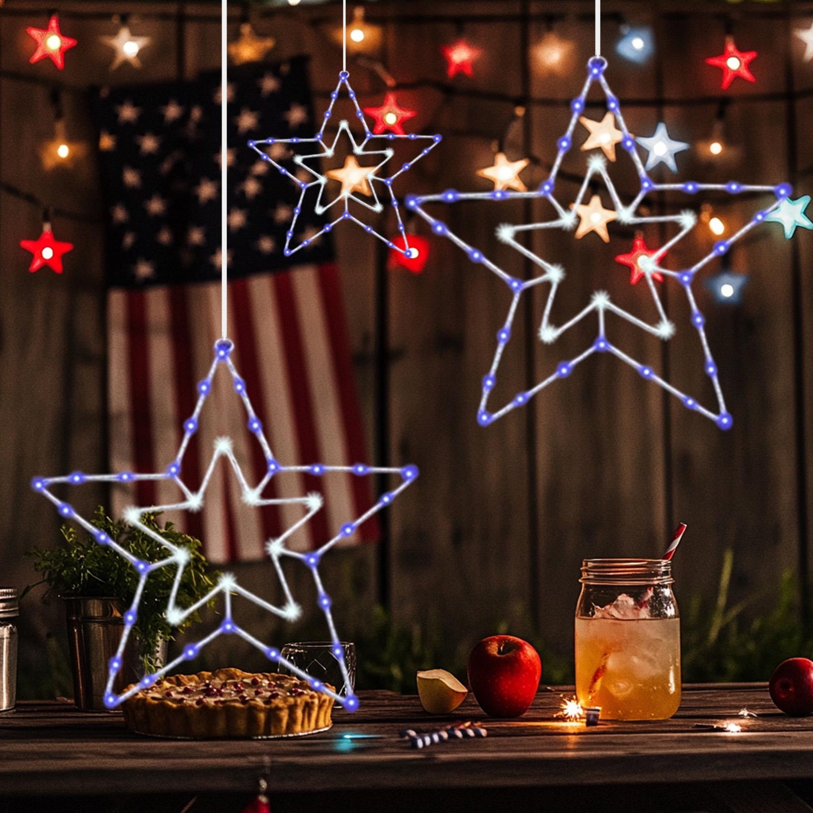 Usmixi Independence Day Iron Forged Glowing Pentagram Shaped Window ...