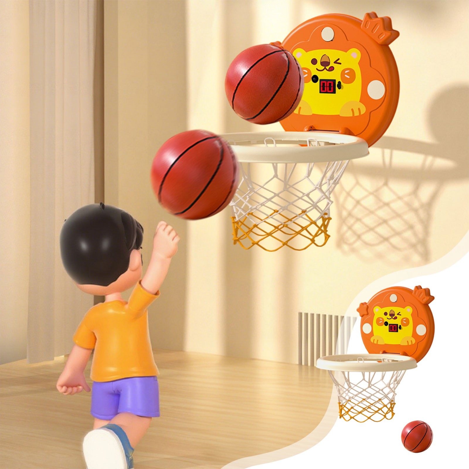 Usmixi Indoor Hanging Basketball Hoop Set with Electronic Scoring ...