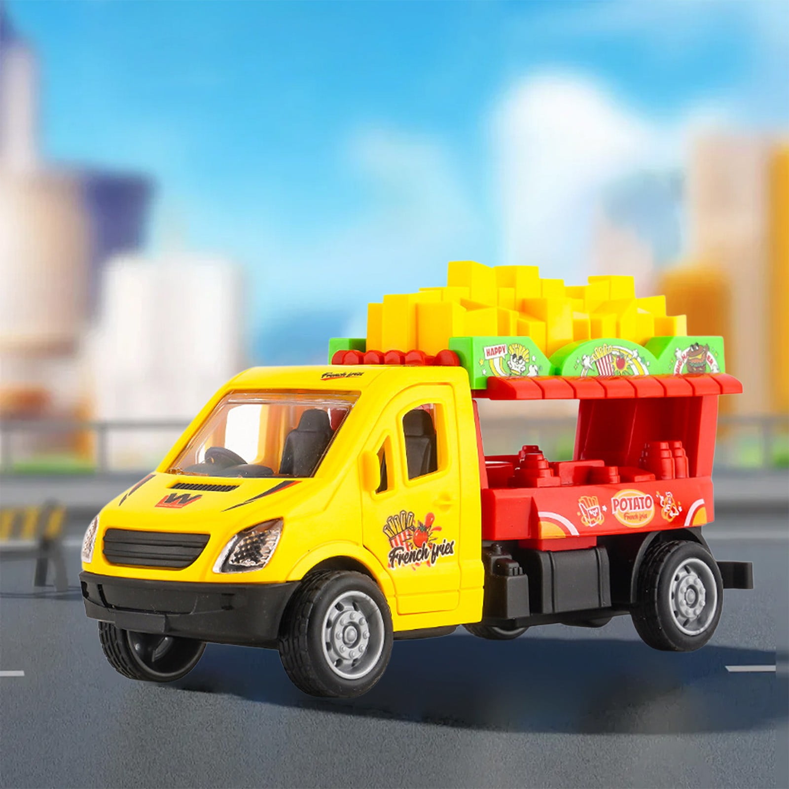 Usmixi Inertance Toy Car for Kids French Fries Hamburger Truck ...