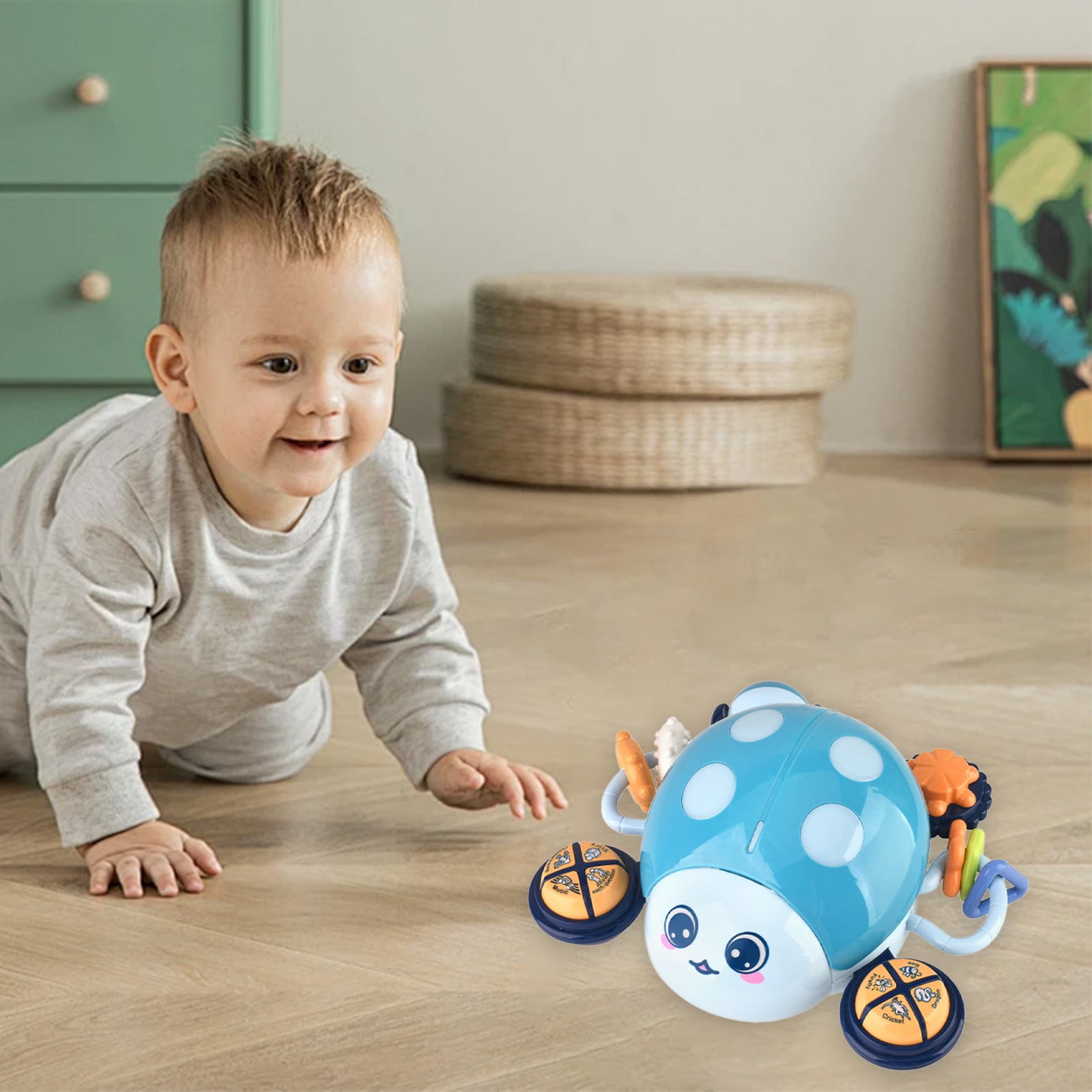 Usmixi Interactive Crawling Insect Toy for Toddlers Multifunctional Music Light Learning Toy ...