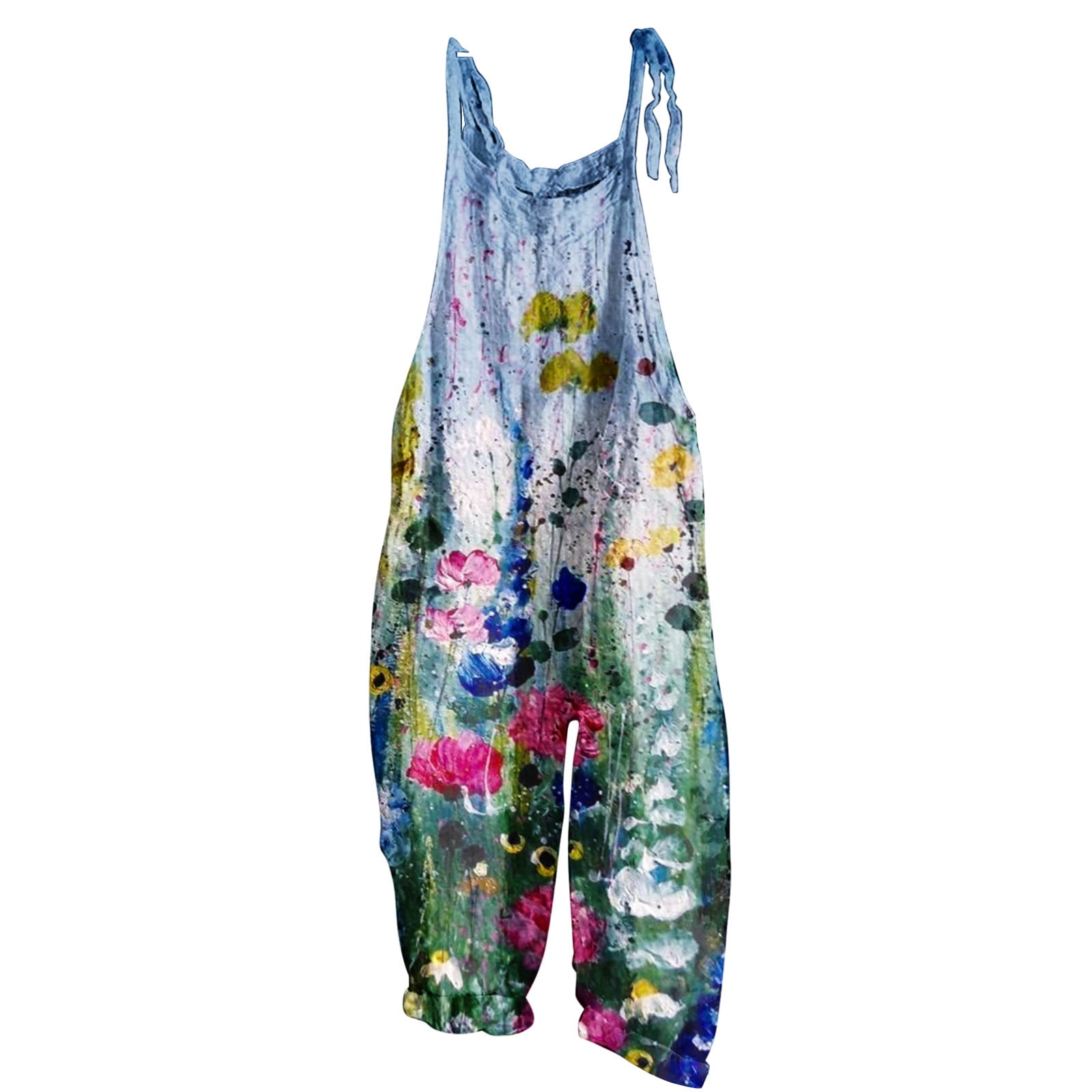 Usmixi Jumpsuits for Women Beach Bohe Fashion Loose Comfy Cotton Linen ...