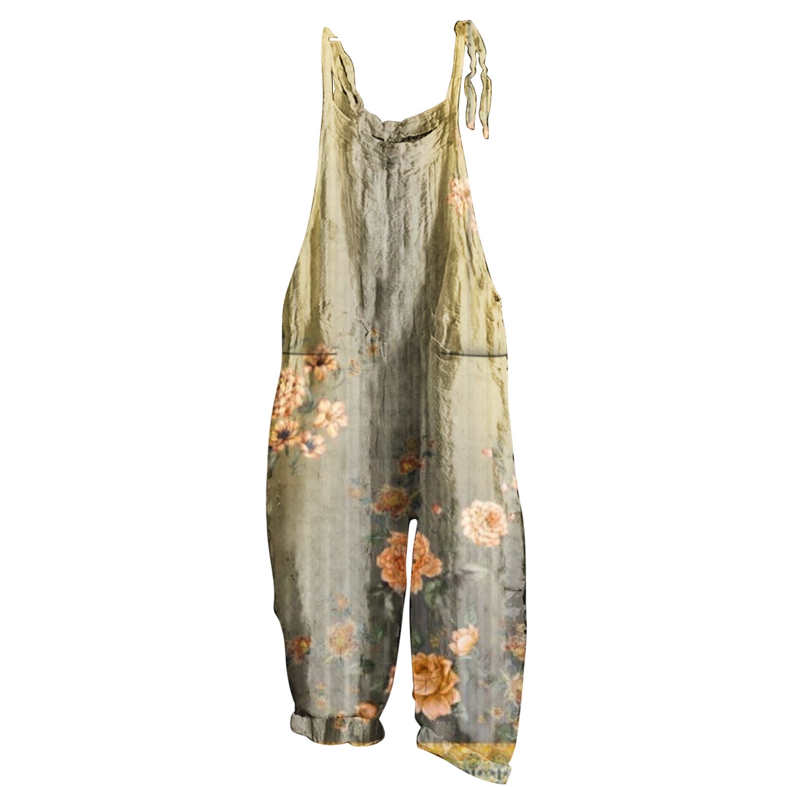 Usmixi Jumpsuits for Women Plus Size Loose Wide Leg Vintage Floral ...
