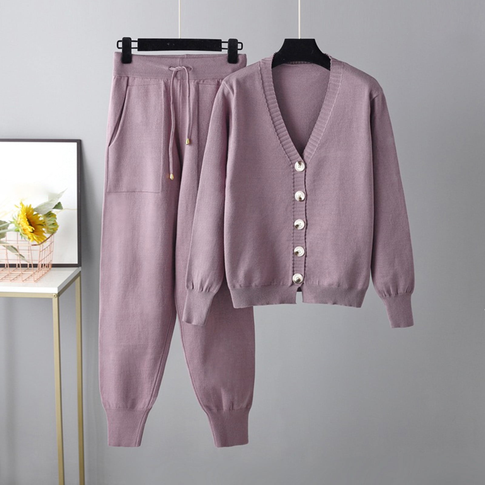 Usmixi Lounge Set for Women Sweater Cardigan 2 Piece Outfit Sets for ...