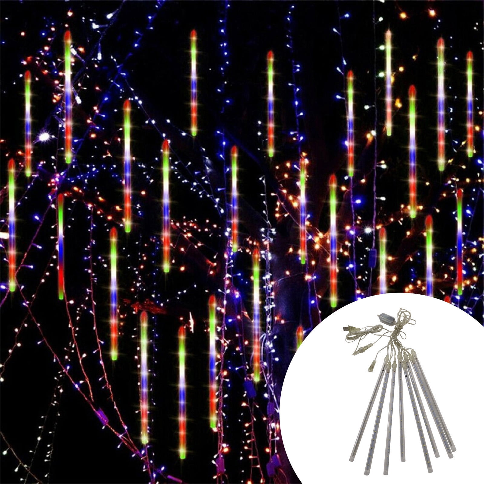 Usmixi Meteor Shower Lights, 11.8 Inch 8 Tubes 192 LEDs Outdoor Icicle ...