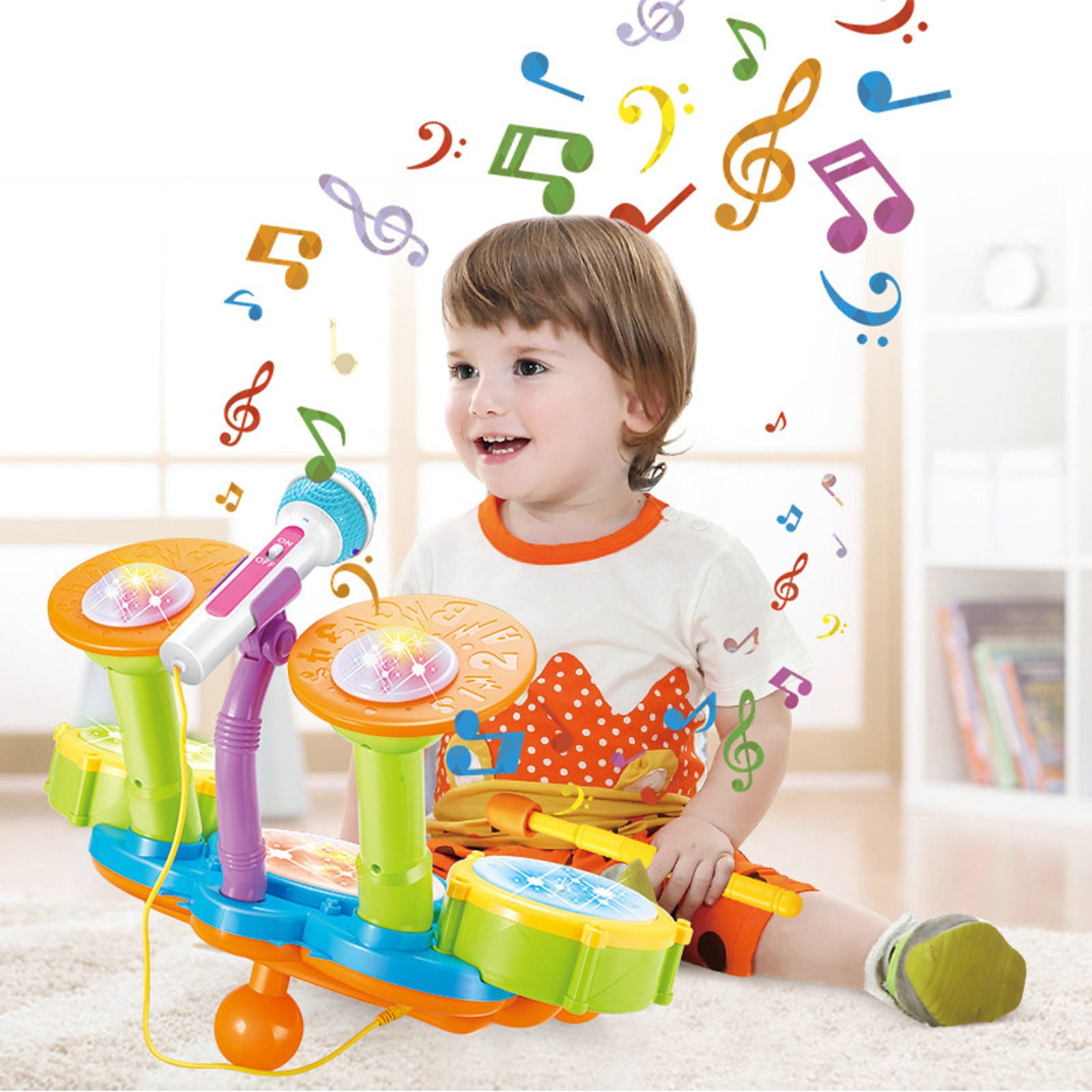 Usmixi Mini Desktop Drum,Musical Instrument Toy for Kids 3+,Percussion ...