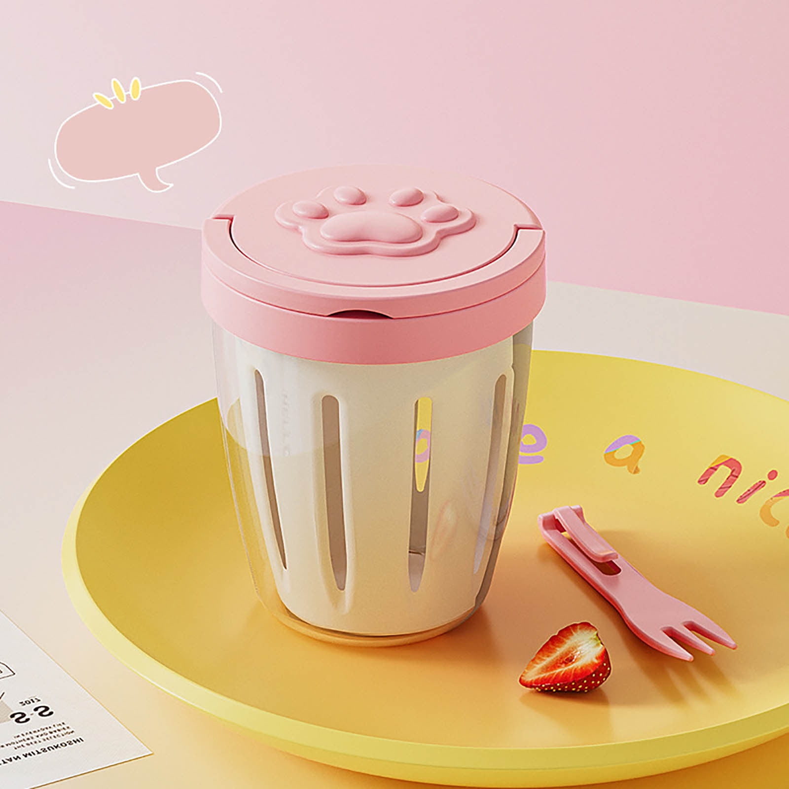 Usmixi My Order Fruit Cup Breakfast Salad Cup with Fork Outdoor Picnic ...