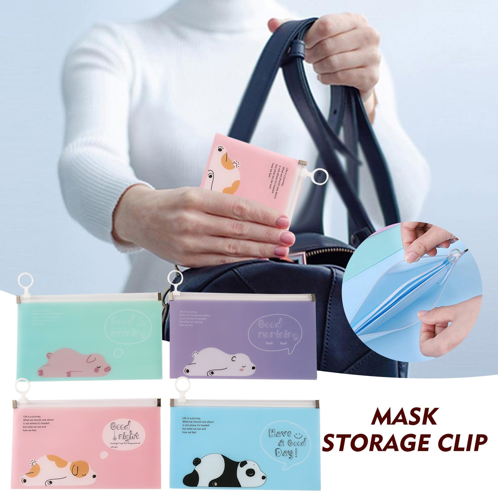 Usmixi Plastic Face Cover Storage Bag Reusable Face Cover Organizer Bag ...