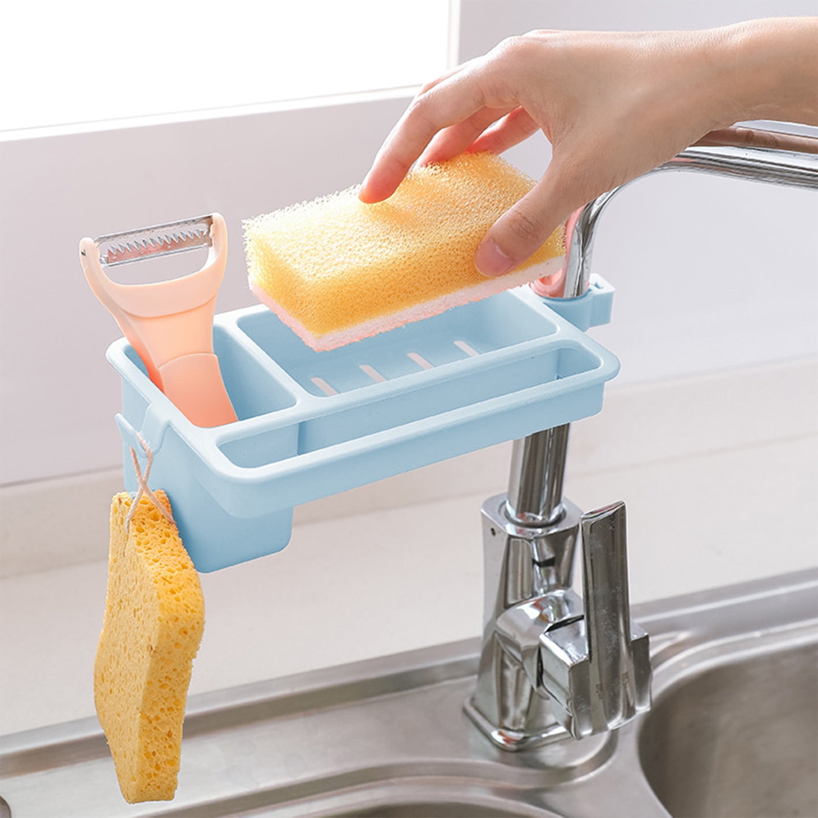 Usmixi Plastic Faucet Shelf Kitchen Shelf Sink Drainage Shelf Kitchen ...