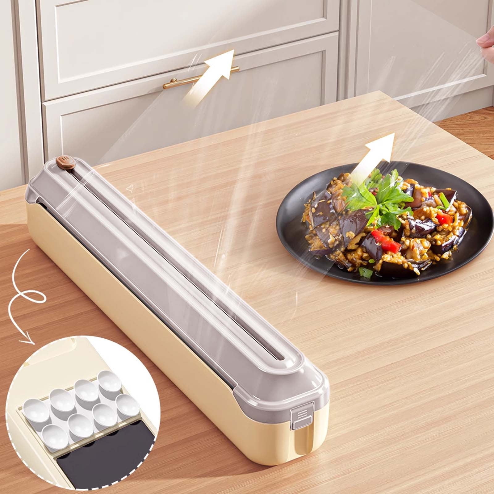 Usmixi Plastic Wrap Cutter Household Adjustable Wall Magnetic Storage ...