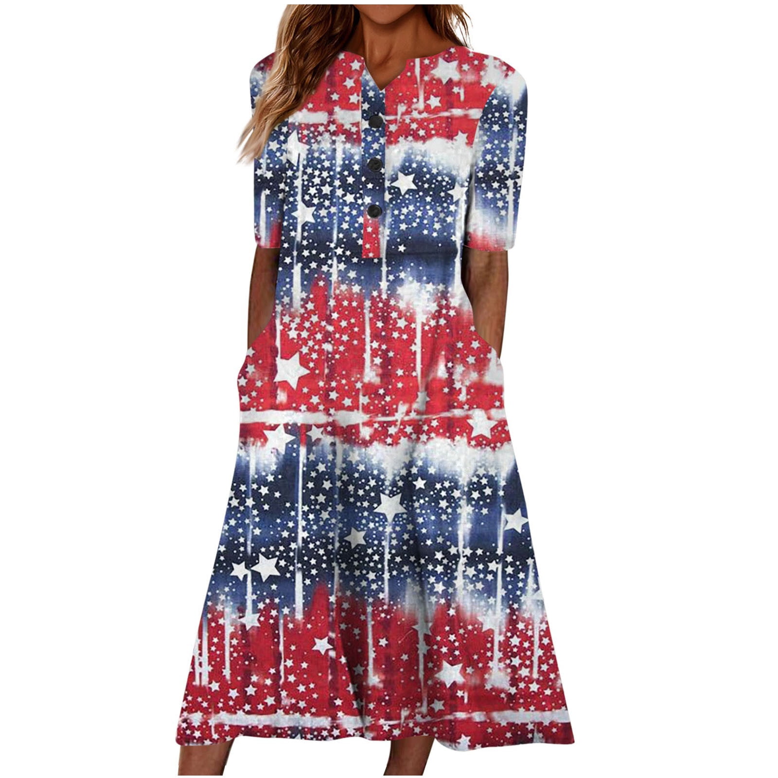 ZZwxWA Plus Size Summer Dresses for Women 2025 4th July USA Flag Print ...