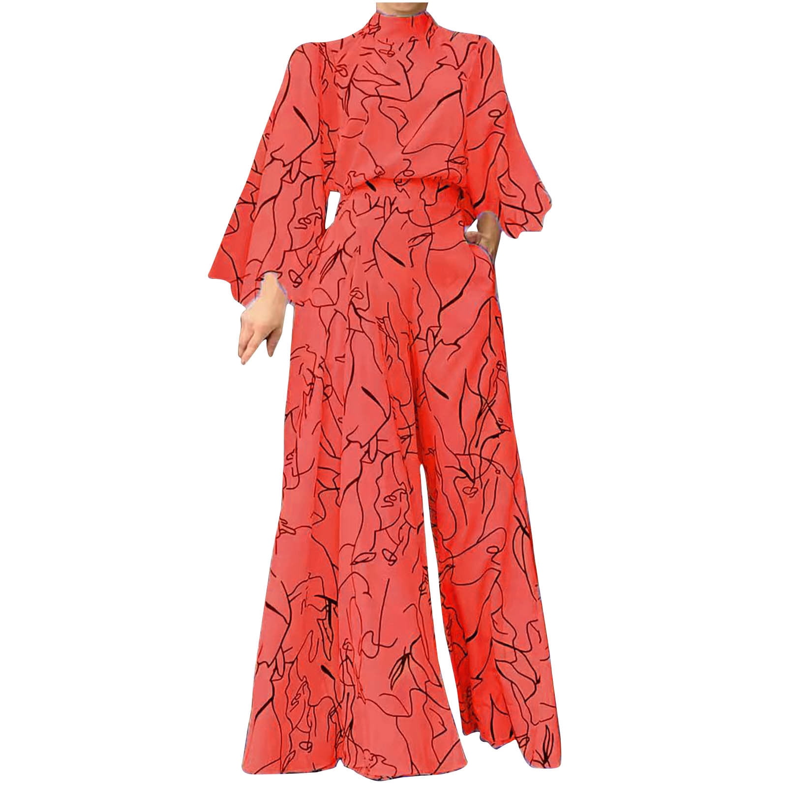 Usmixi Rompers for Women Fashion Business Empire Waist Plus Size Loose ...