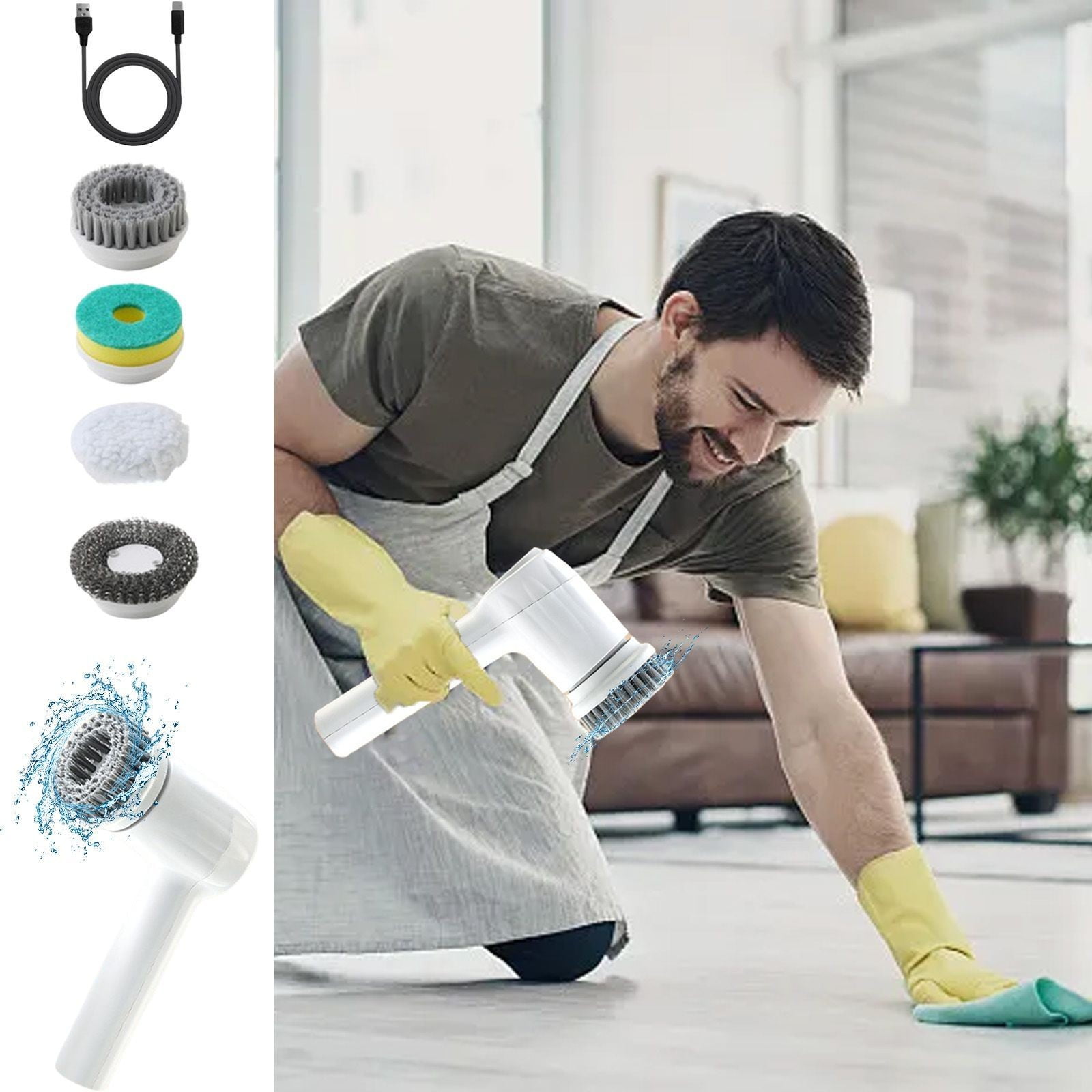 Usmixi Scrubbers, High Speeds Scrubbers with 4 Replaceable Brush Heads ...