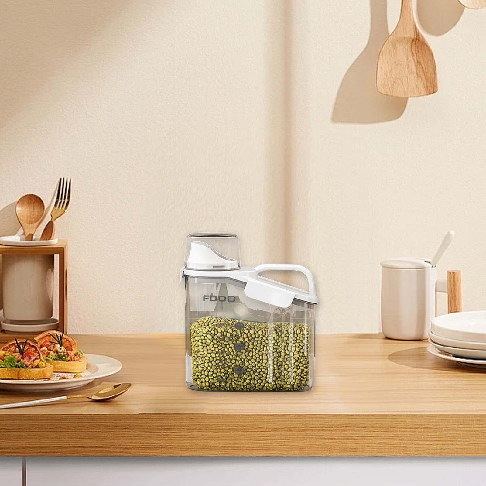 Usmixi Sealed Jar Household Kitchen Grain Jar Large Transparent Box ...