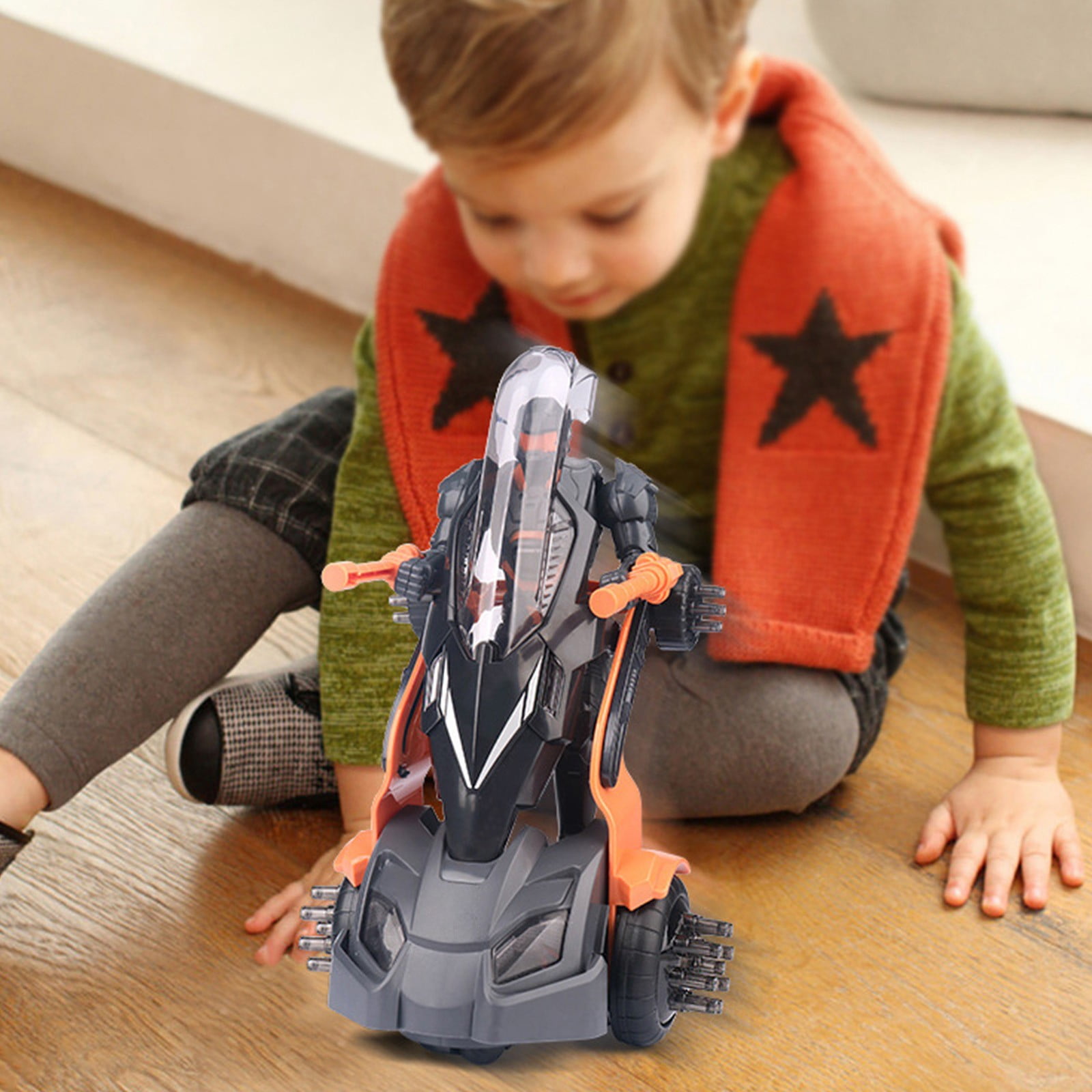 Usmixi Special Effects Deformation Car Toys Robot Model with Light ...