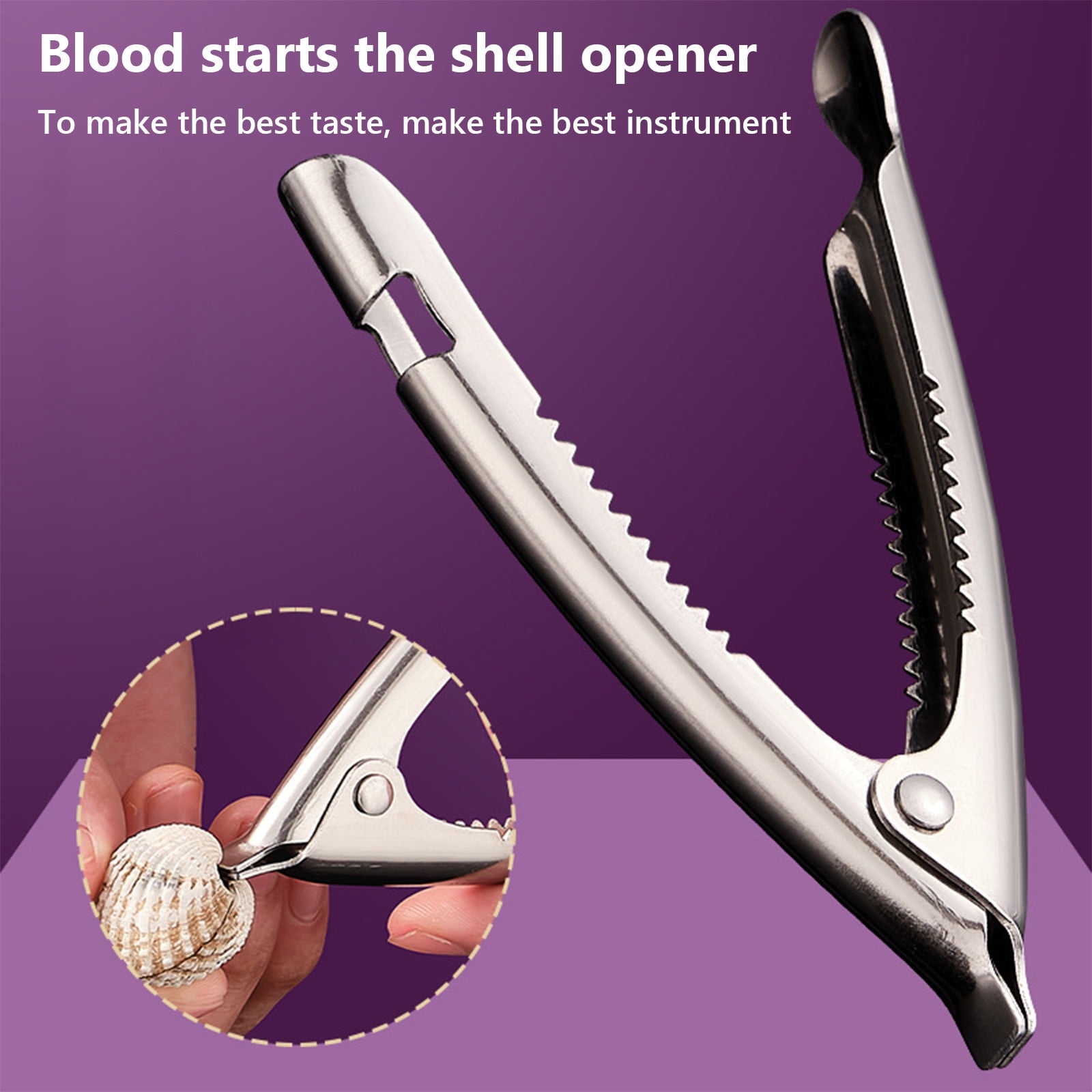 Usmixi Stainless Steel Clam Opener Shellfish Clam Clamp Flower Clam ...