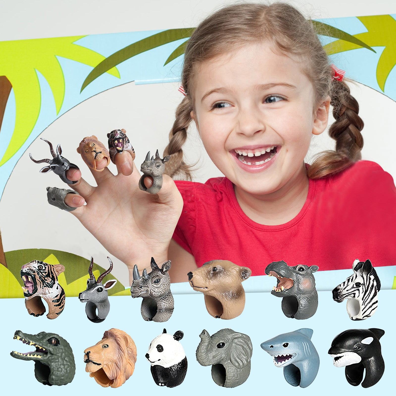Usmixi Stocking Stuffers for Kids 12pcs Animals Finger Puppets Toys for ...