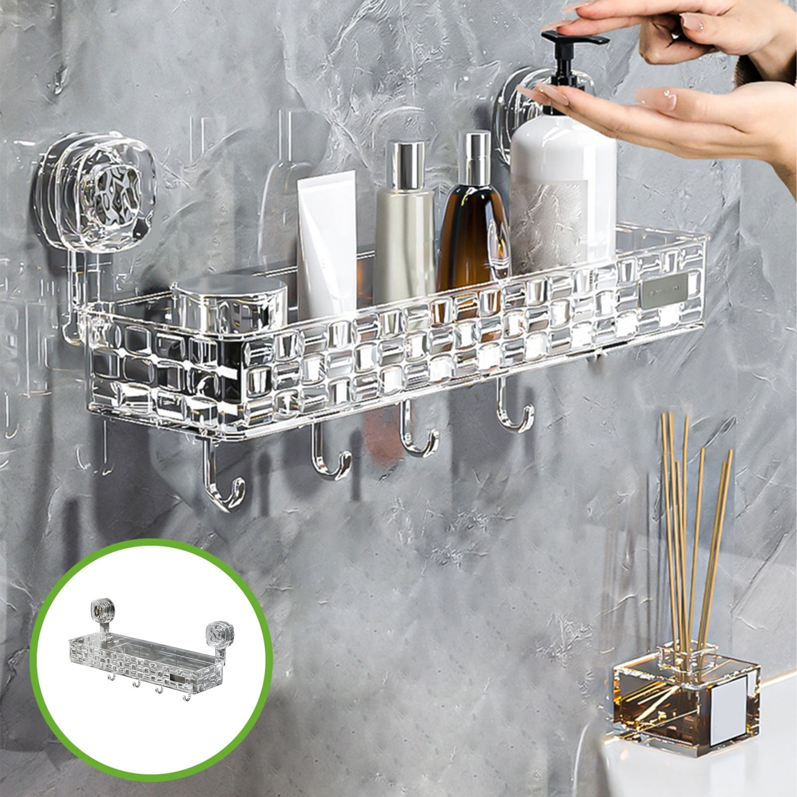 Usmixi Suction Cup Non Perforated Wall Mounted Kitchen Faucet Rack Sink ...