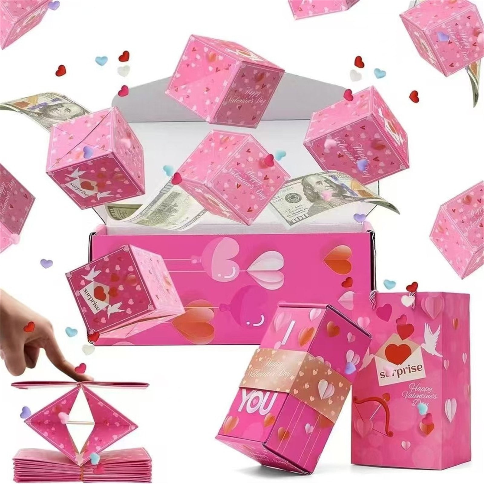 Usmixi Surprise Gift Box Explosion, Pink Lovers Companion Gift Boxes ...