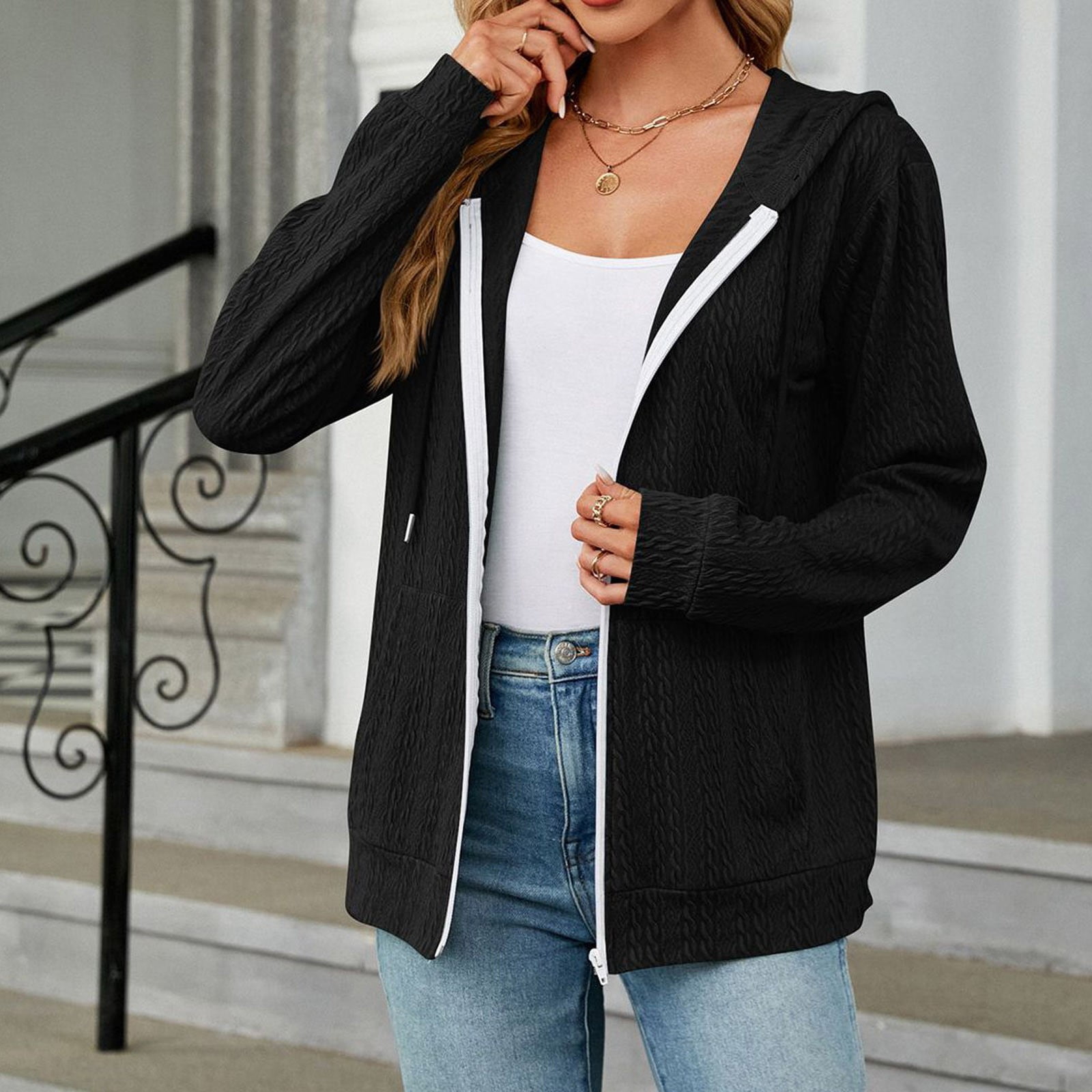 Usmixi Sweatshirt Coats for Women Sweater Coats for Women Long Sleeve ...