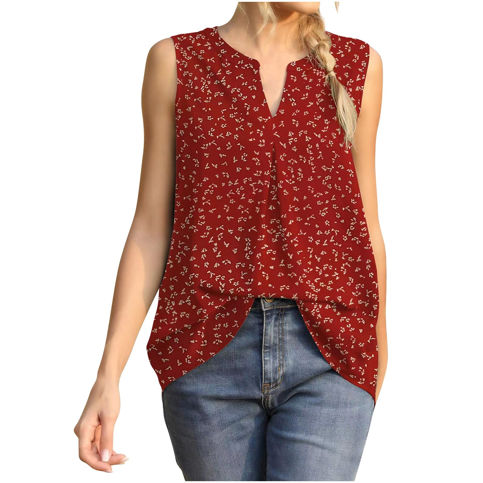 Usmixi Tank Tops For Women Vintage Loose Comfy Lightweight Chiffon Tank