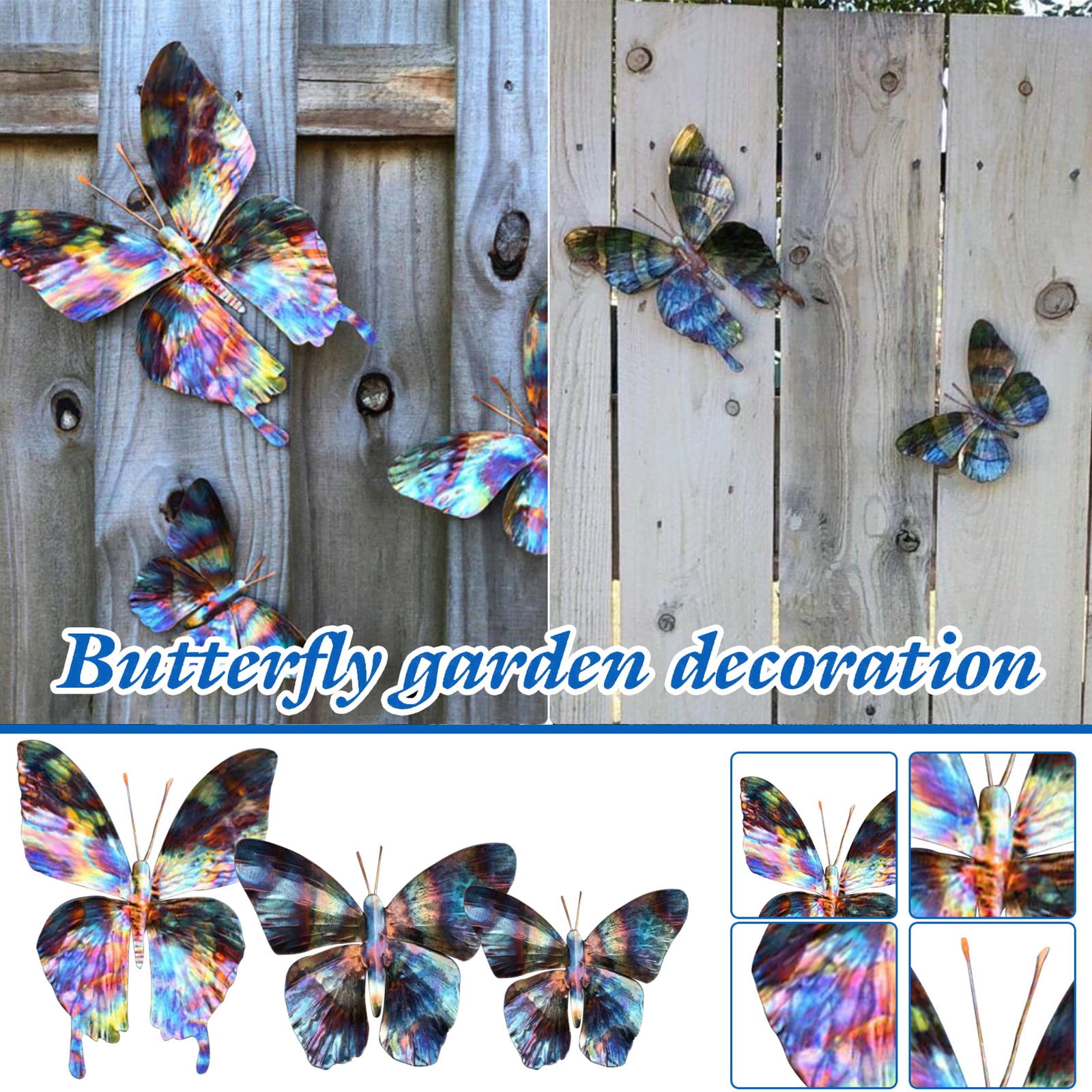 Usmixi Wall Hanging Decoration Metal Butterfly Outdoor, Colorful ...