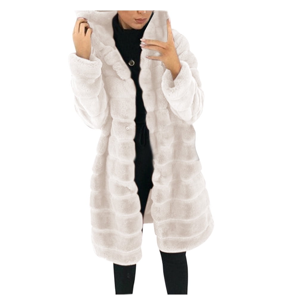 Usmixi Weekly Deals Winter Faux Fur Coat for Women Plush Coat for Women ...