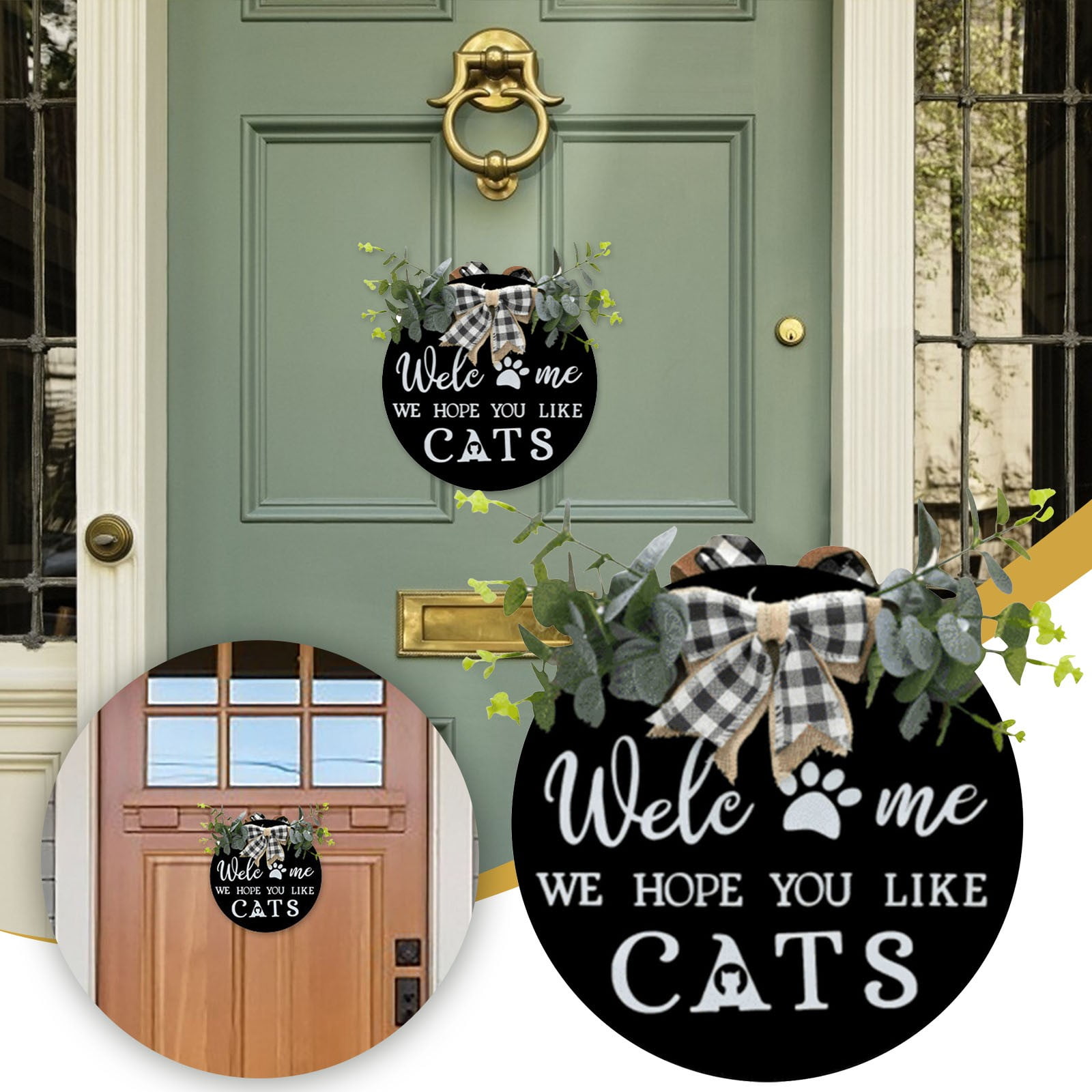 Usmixi Welcome Door Hanger Door Decoration Door Wreath Front Door ...