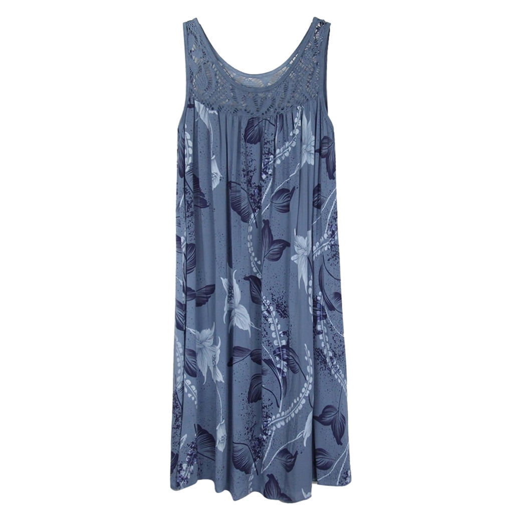 Usmixi Womens Dresses Elegant Lace Patchwork Plus Size Beach Tank Mini ...