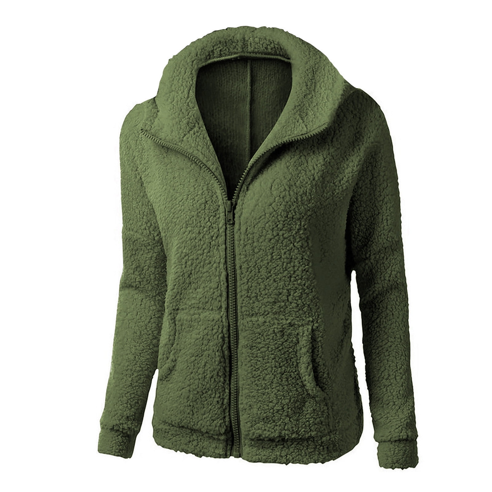 Usmixi Womens Winter Fleece Coat Womens Fluffy Sherpa Coat Casual Solid ...